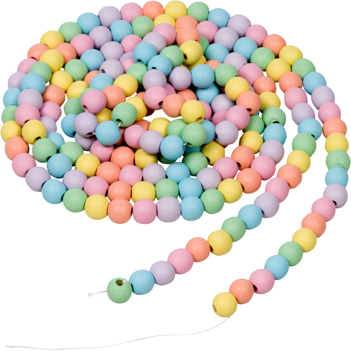 9-Foot Vintage Rustic Pastel Rainbow Easter Spring Matte Wood Bead Gar ...